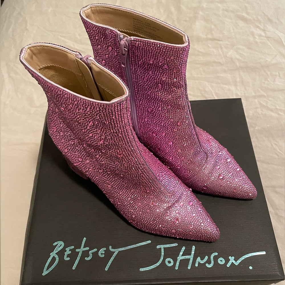Betsey Johnson Cady Crystal Pav Booties, Light Pink - Gem